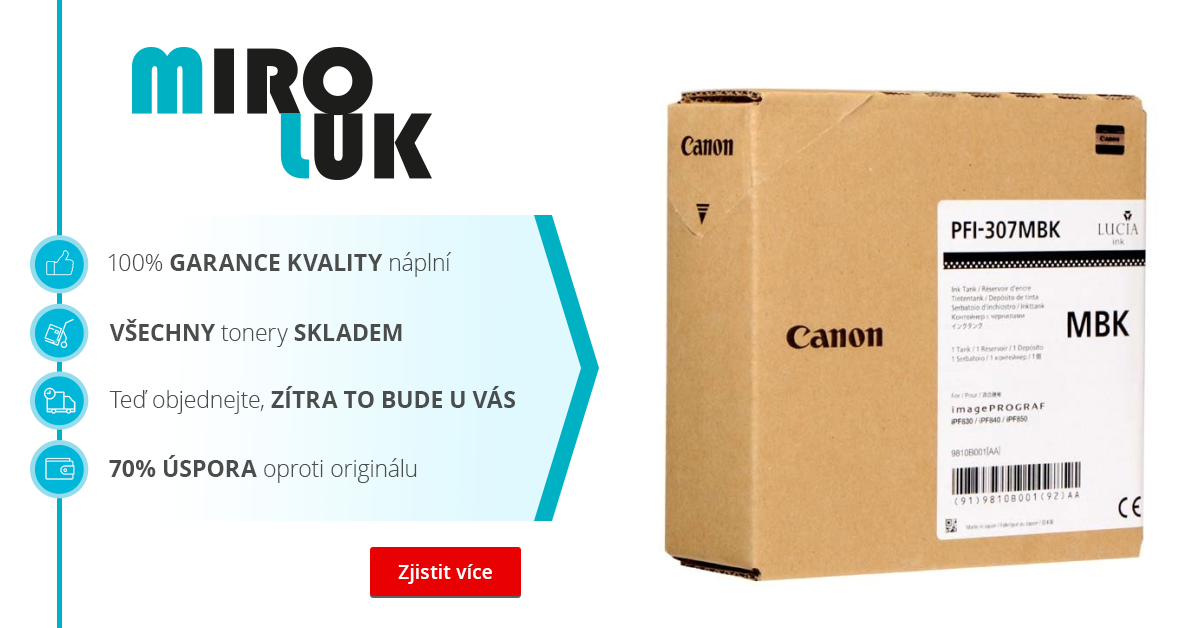 Originální cartridge Canon PFI-307MBK (Matně černá) - cartridge skladem ...